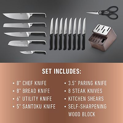 Calphalon Premier SharpIN Knife Set with Sharpening Knife Block 15 Piece Carbon Steel