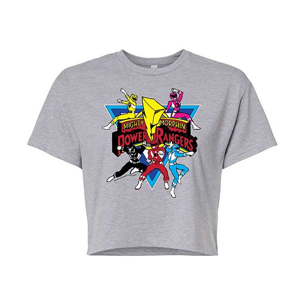 Juniors' Power Rangers Retro Rangers Cropped Graphic Tee