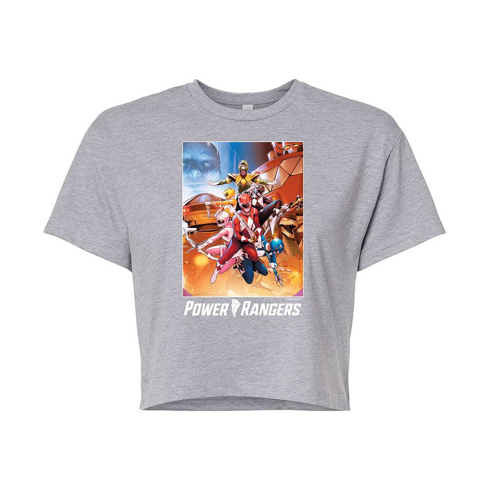 Juniors' Power Rangers Retro Rangers Cropped Graphic Tee