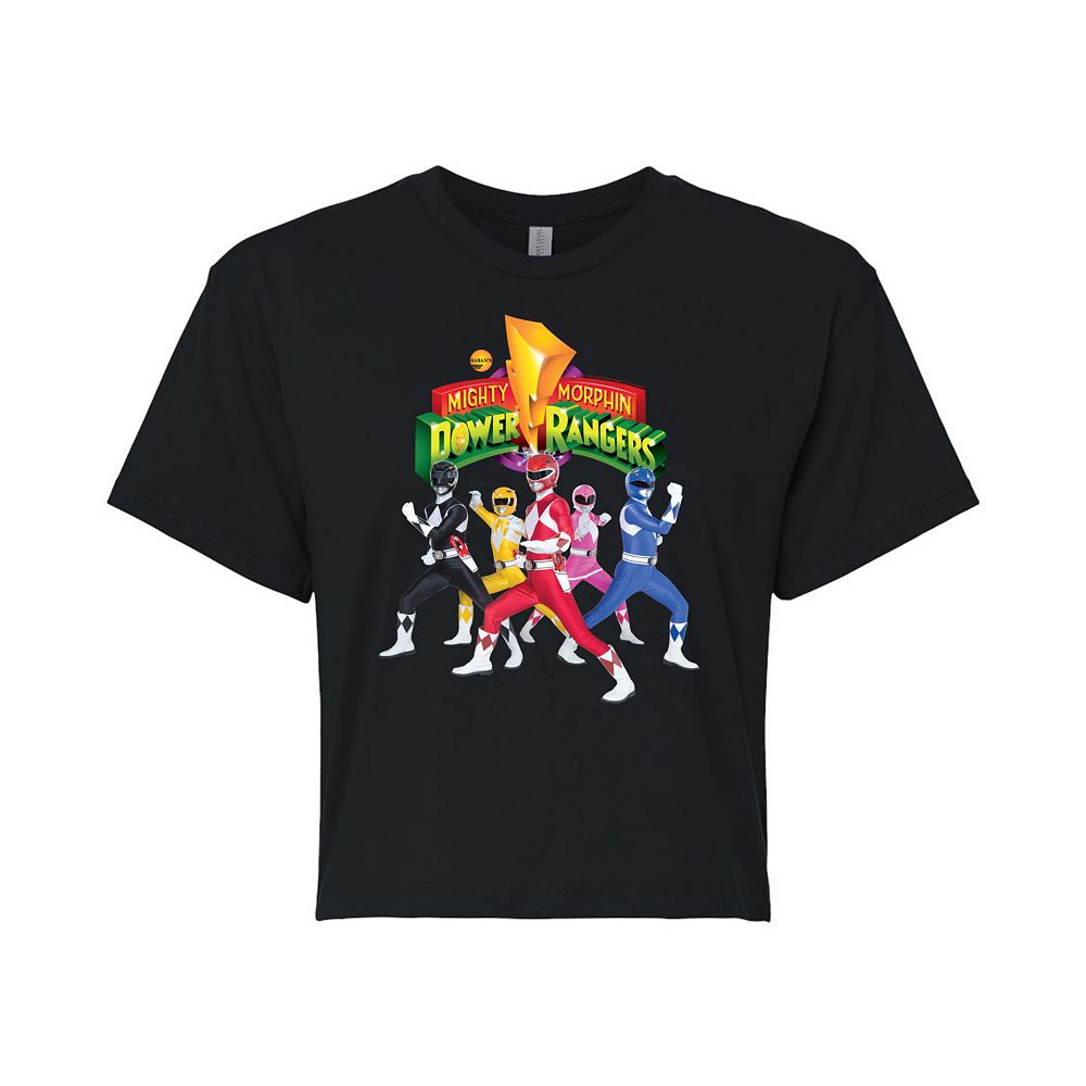 Juniors' Power Rangers Retro Rangers Cropped Graphic Tee