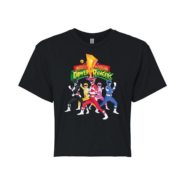 Juniors' Power Rangers Retro Rangers Cropped Graphic Tee