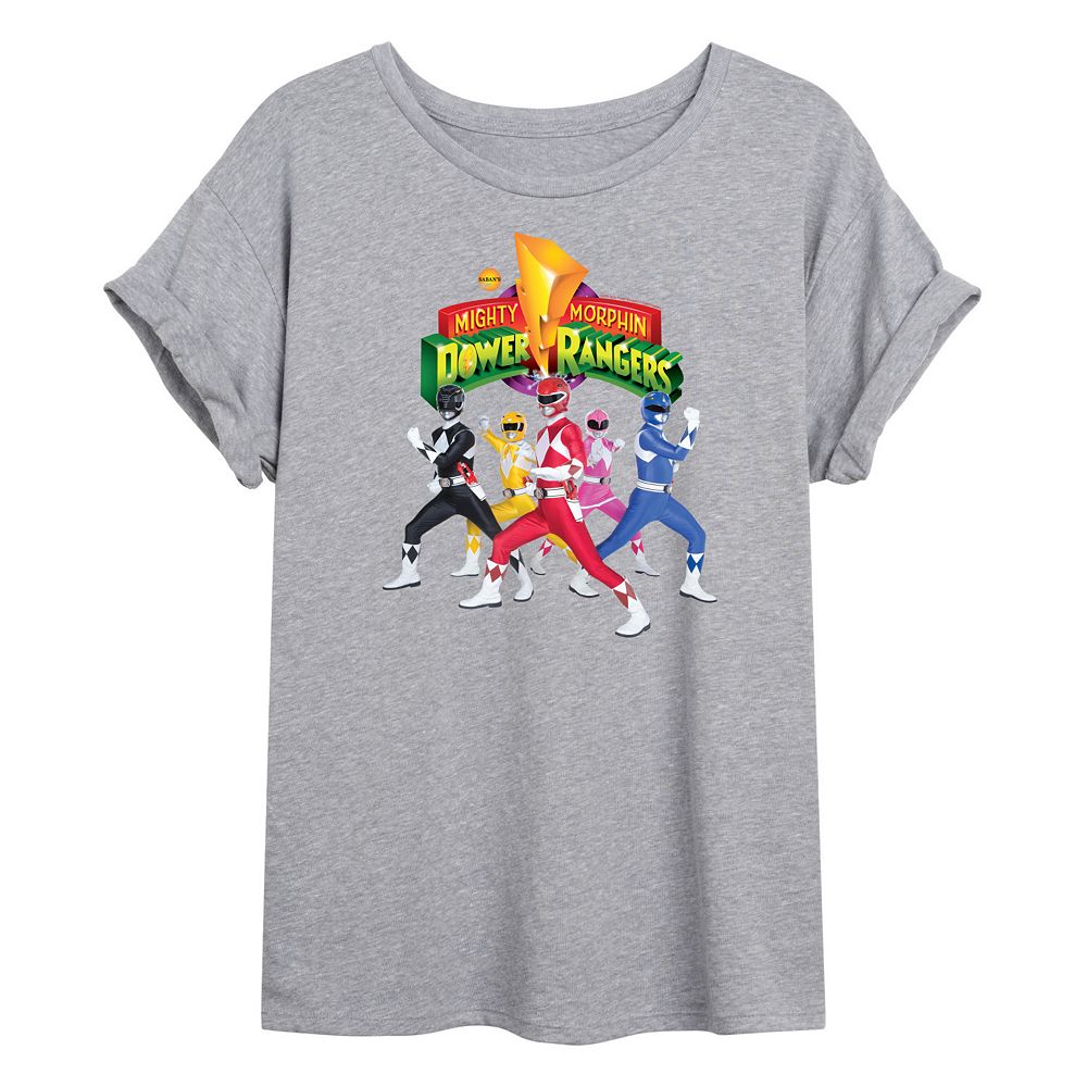 Juniors' Power Rangers Retro Rangers Oversized Graphic Tee