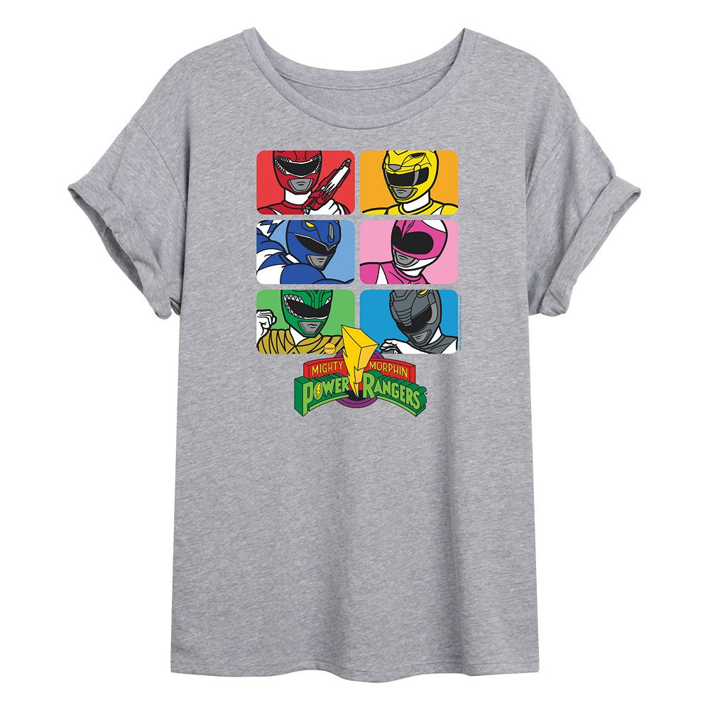 Juniors' Power Rangers Blocks Oversized Graphic Tee