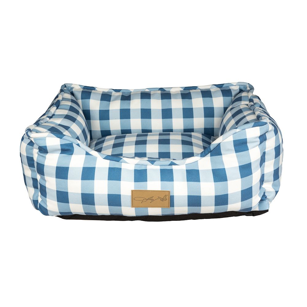 Doggy Parton Blue Rustic Checkered Dog Bed