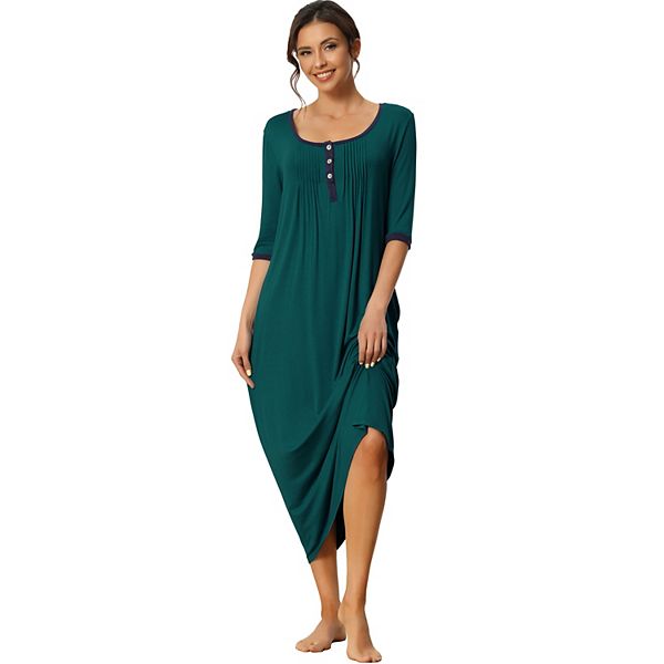 Women's Sleepwear Lounge Long Dress with Pockets Soft Nightshirt Pajama Nightgown