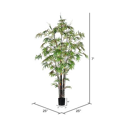 Vickerman Artificial Potted Black Japanese Bamboo Tree Floor Decor