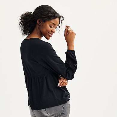 Juniors' Rewind Smocked Long Sleeve Top