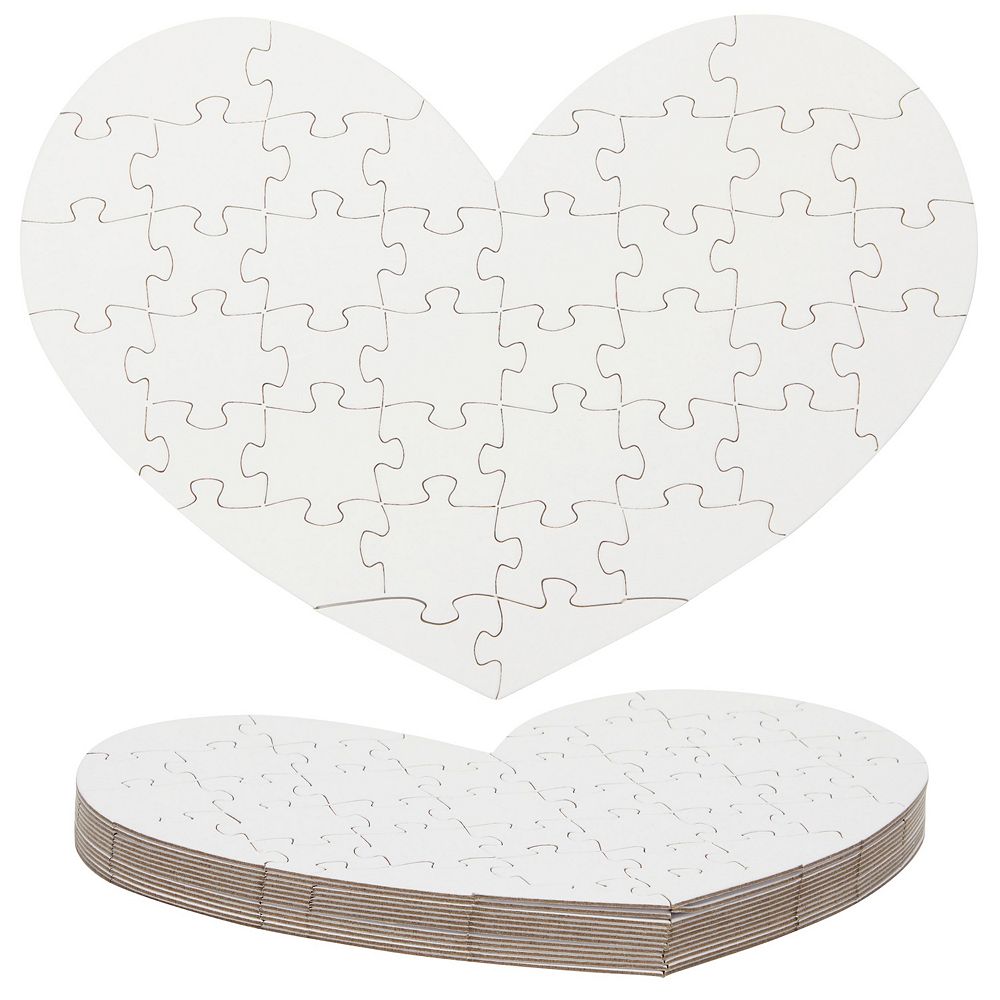 Set Of 12 Heart Shaped Blank Jigsaw Puzzles To Draw On, Crafts, 40 ...