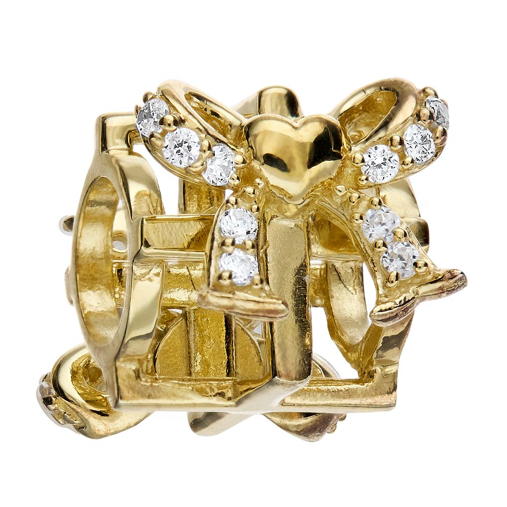 Lavish by TJM Gold Tone Sterling Silver Cubic Zirconia Present Charm