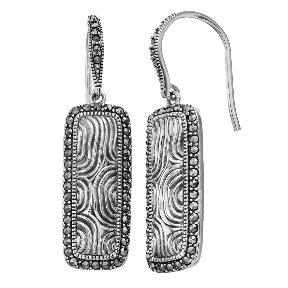Lavish by TJM Sterling Silver Marcasite Hidden Texture Earrings