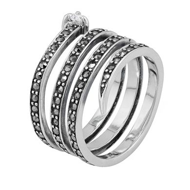 Lavish by TJM Sterling Silver Cubic Zirconia & Marcasite Serpent Ring