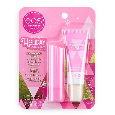 eos Limited Edition Holiday Collection Strawberry Cheer Lip Balm + 24H ...