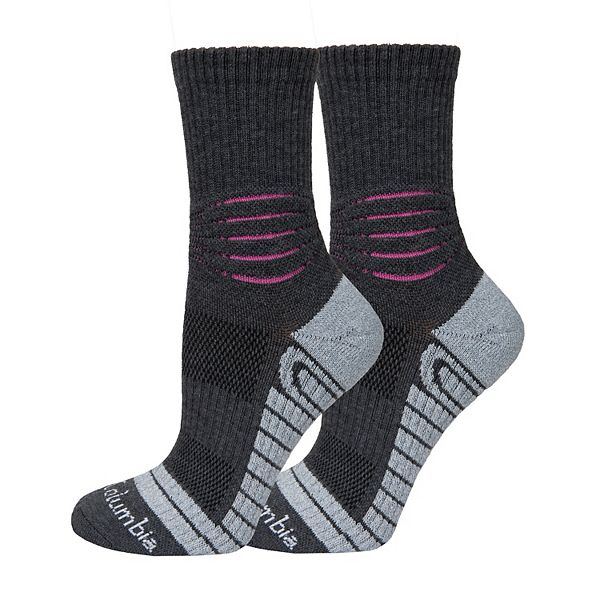 Women's Columbia 2-Pack Lightweight Moisture-Wicking Cropped Crew Socks