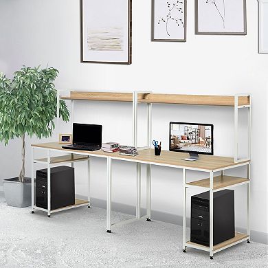 Modern Mdf Computer Office Desk With Storage Shelf Laptop Gaming Table