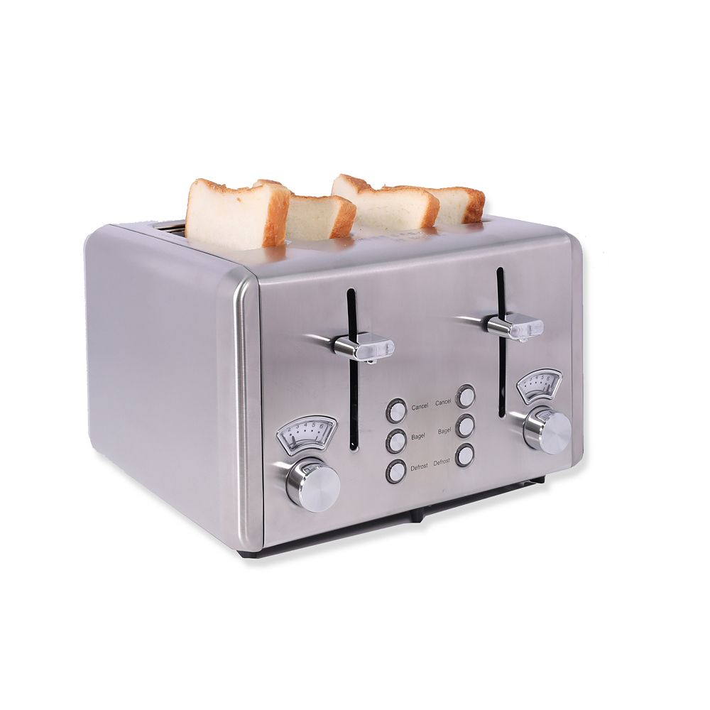 Mega Casa 1500W 4 Stainless Steel Slice Toaster, 6 Bread Shade Settings ...