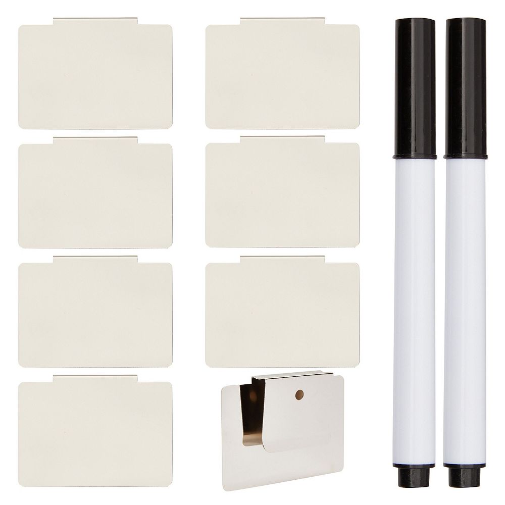 8 Pack Clip On Metal Basket Labels for Storage Bins with 2 Black ...