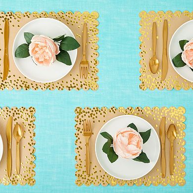 50 Pack Disposable Gold Paper Placemats with Gold Foil Polka Dots ...