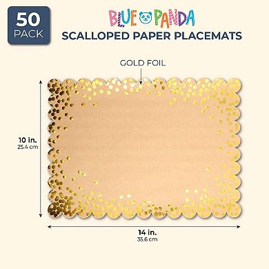 50 Pack Disposable Gold Paper Placemats with Gold Foil Polka Dots ...
