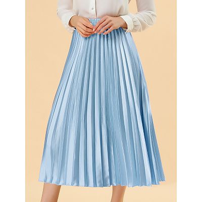 Women's Elastic Waist Metallic Shiny Accordion Pleated Midi Women's Elastic Waist Metallic Shiny Accordion Pleated Midi