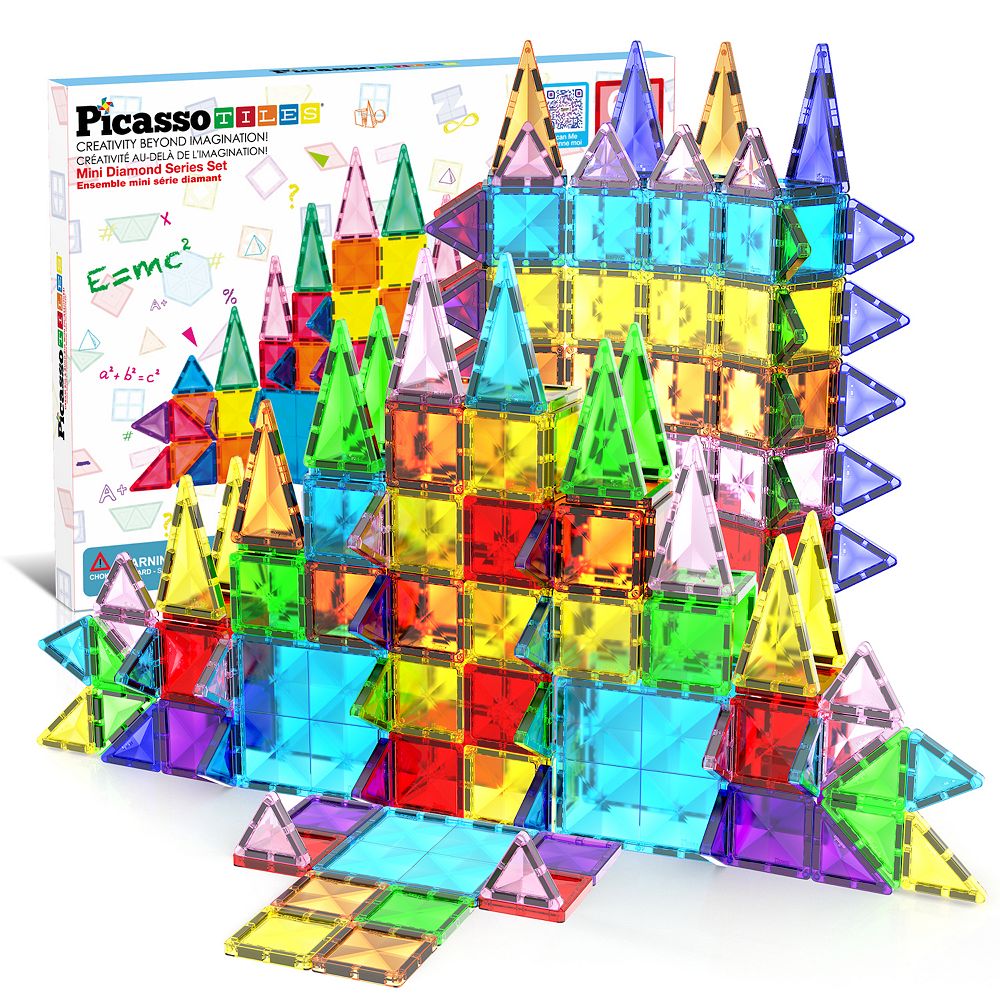 PicassoTiles 60 Piece Travel Size Mini Toy Magnetic Tile, Building ...
