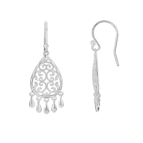 PRIMROSE Sterling Silver Beaded Filigree Drop Earrings