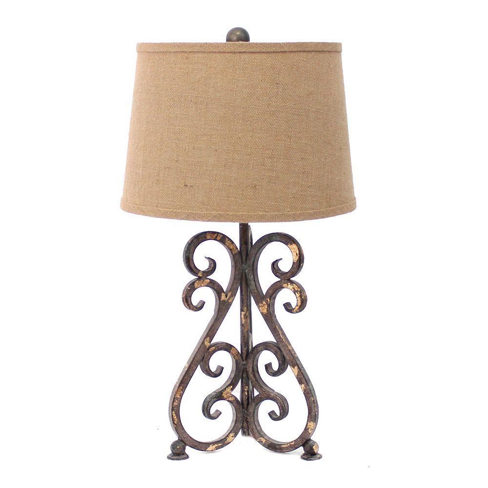 Metal Table Lamp Set of 2 with Scroll Design Base and 2 Way Switch ...