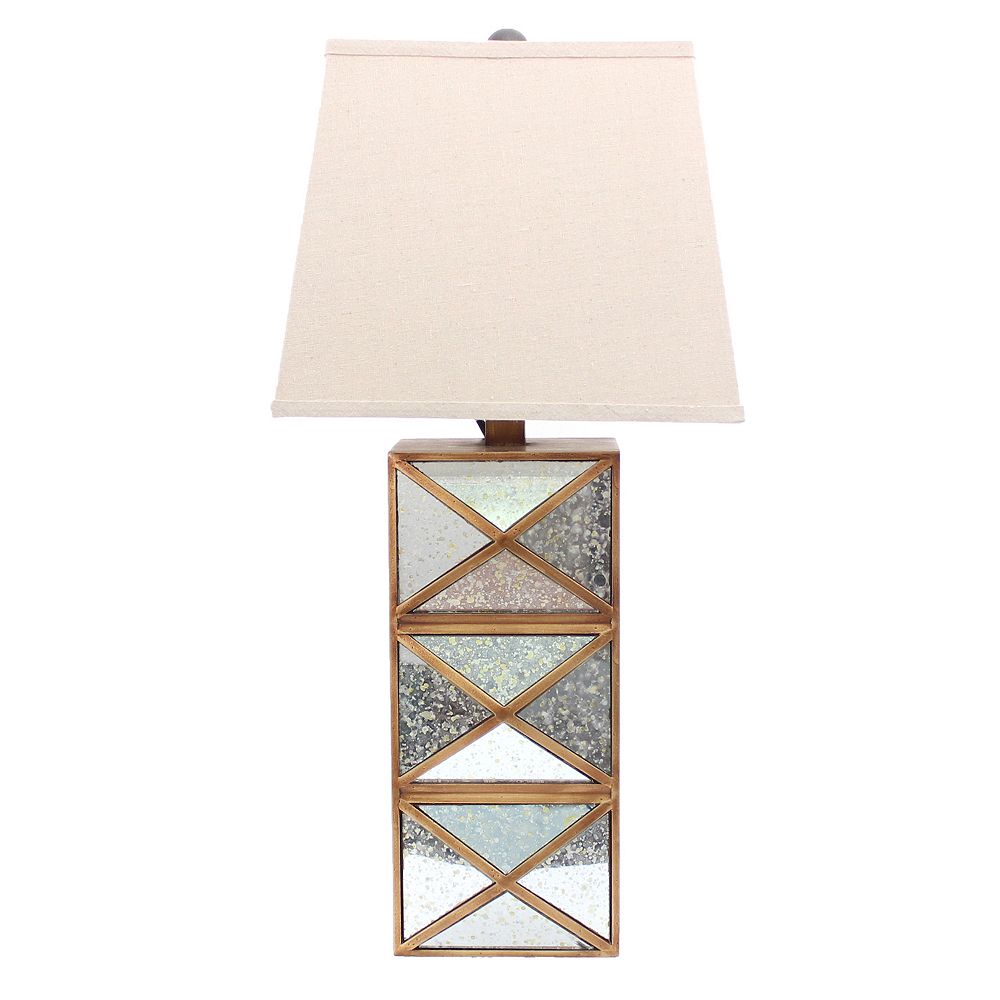 Metal Table Lamp with X Shape Design and Mirror Front,Multicolor