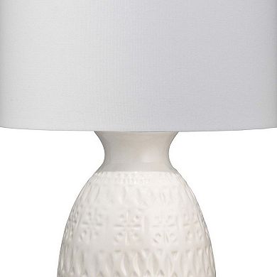 Ceramic Table Lamp with Repeating Pattern, White