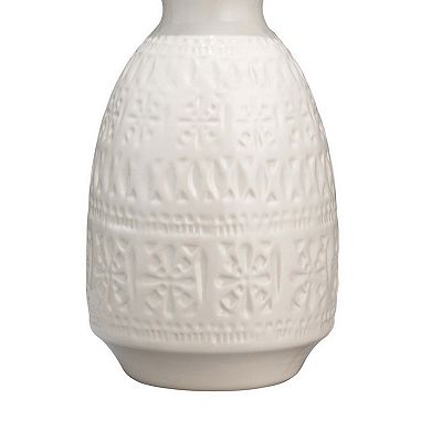 Ceramic Table Lamp with Repeating Pattern, White