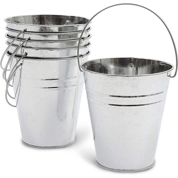 Galvanized Metal Buckets for Home Decoration (5 Inches, 6 Pack)