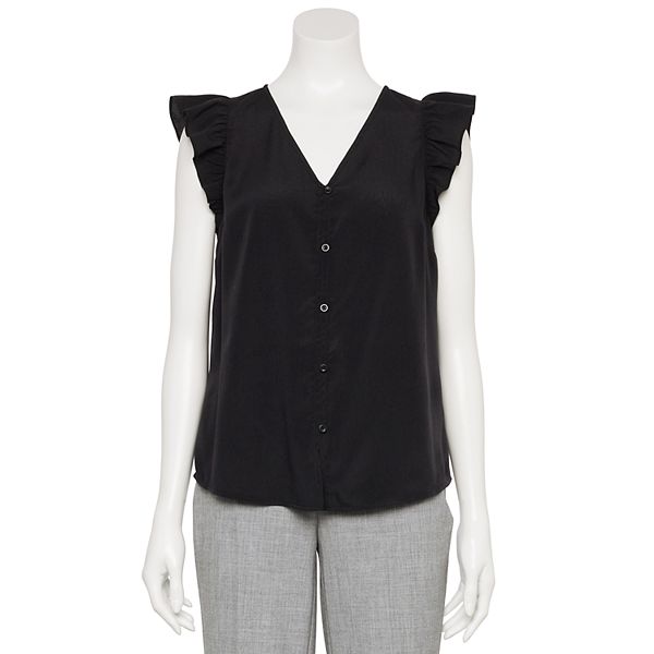 Women's Nine West Adaptive Flutter Sleeve Button Front Blouse