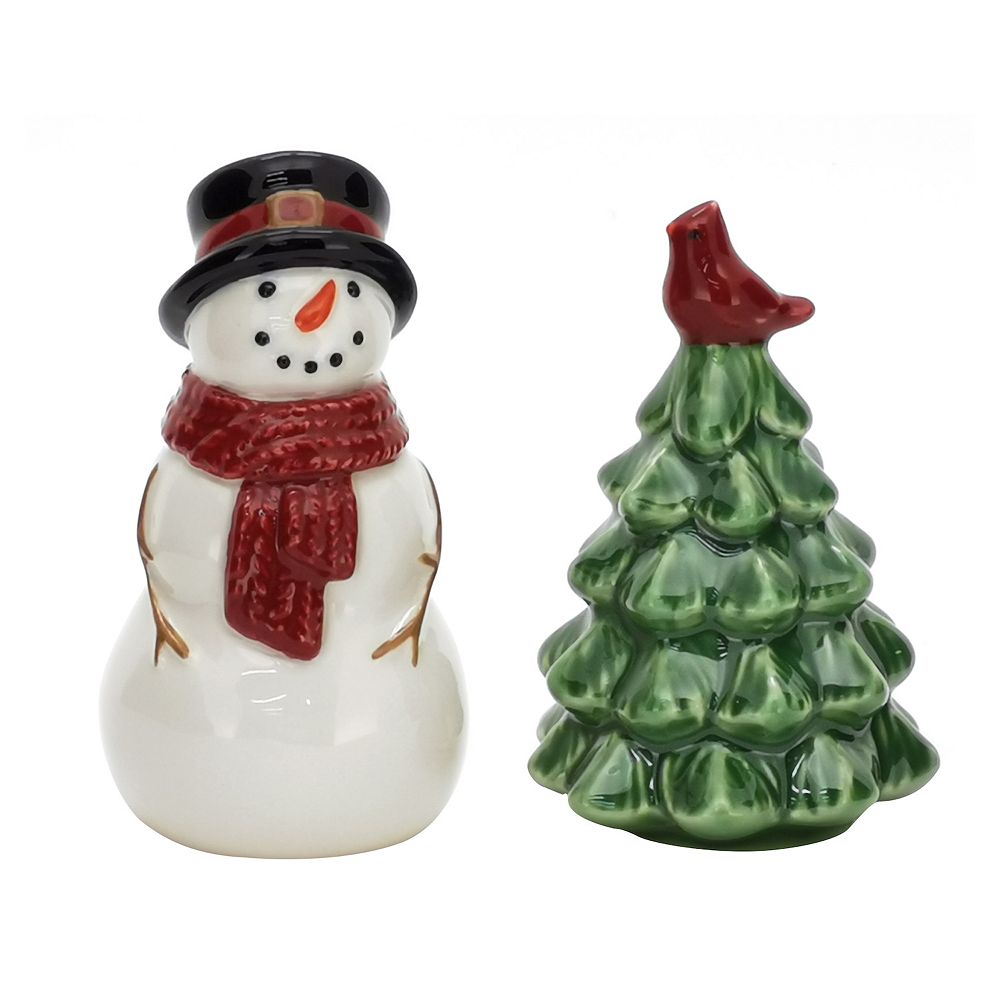 St. Nicholas Square® Yuletide Snowman & Tree Salt & Pepper Shaker Set