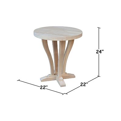 International Concepts Lacasa Solid Wood Round End Table Unfinished