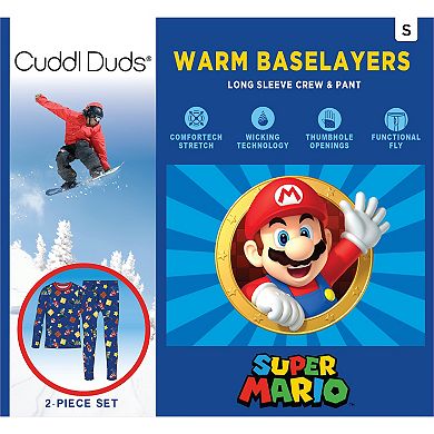 Boys 4-14 Cuddl Duds® Super Mario Print 2-Piece Stretch Base Layer Set