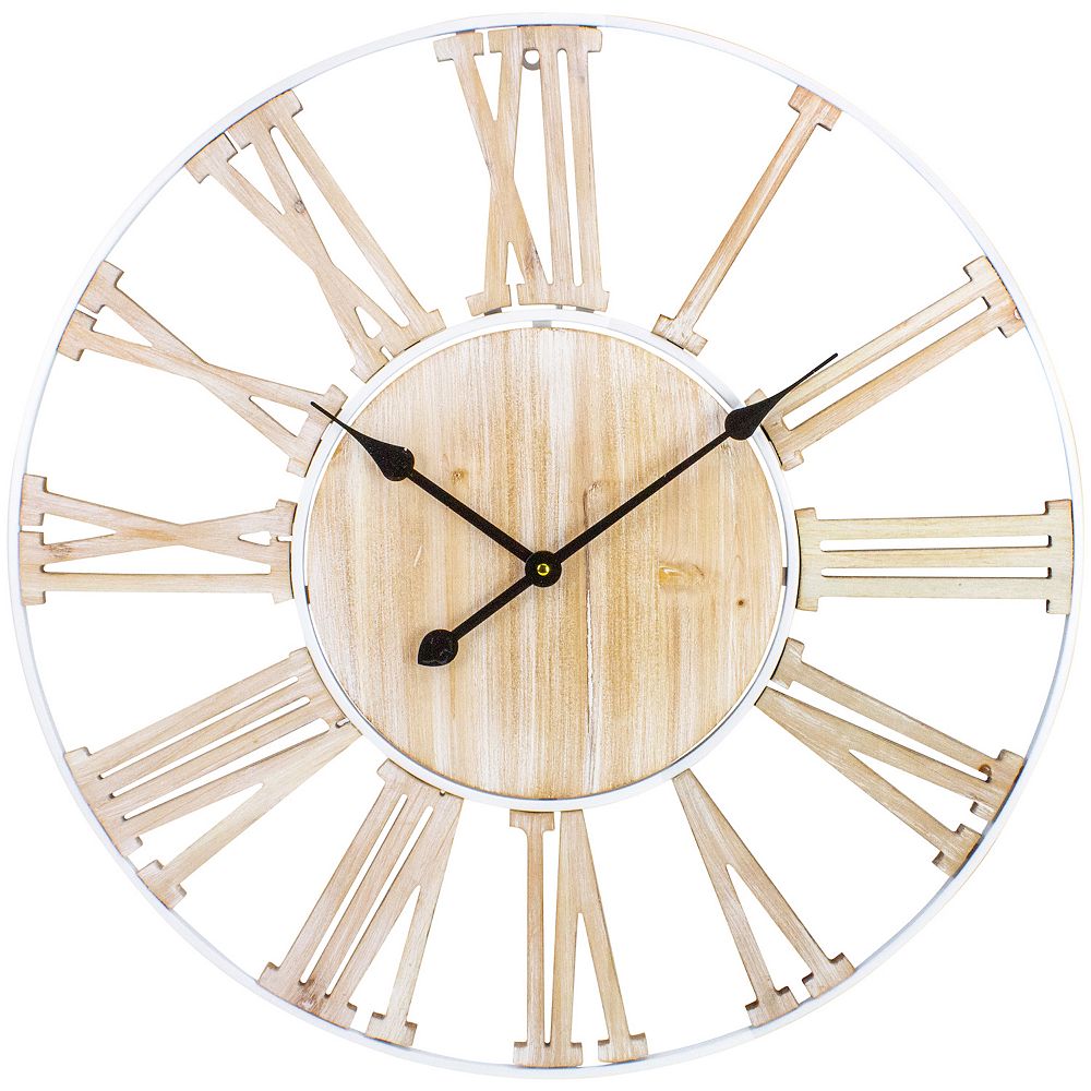 28" Metal Framed Roman Numeral Battery Operated Round Wall Clock