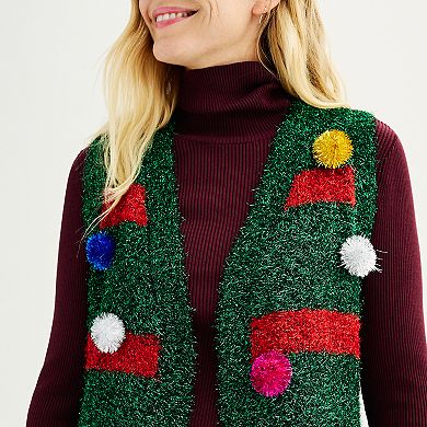 Women's Celebrate Together™ Sleeveless Tinsel Christmas Sweater Vest