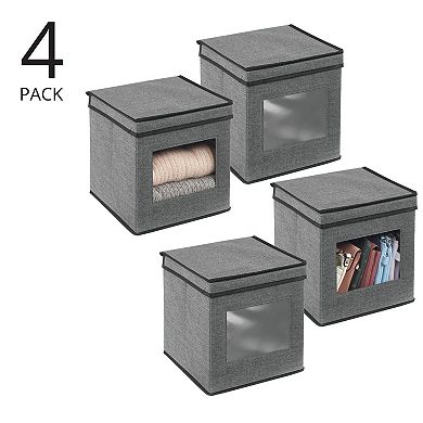 mDesign Fabric Stackable Cube Storage Organizer Box, 4 Pack, Charcoal ...