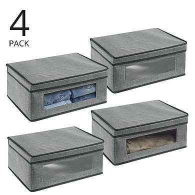 mDesign Fabric Stackable Slim Storage Organizer Box, 4 Pack, Charcoal ...
