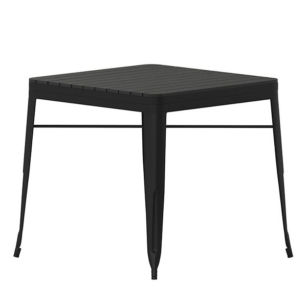 Merrick Lane Hara 31.5" Square Indoor/Outdoor Black Steel Patio Dining ...