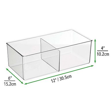 mDesign Plastic 2 Section Divided Closet Storage Bin - 8 Pack - Clear ...