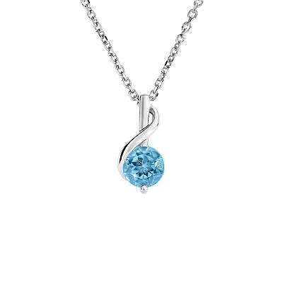 Sterling Silver Blue Topaz Pendant Necklace