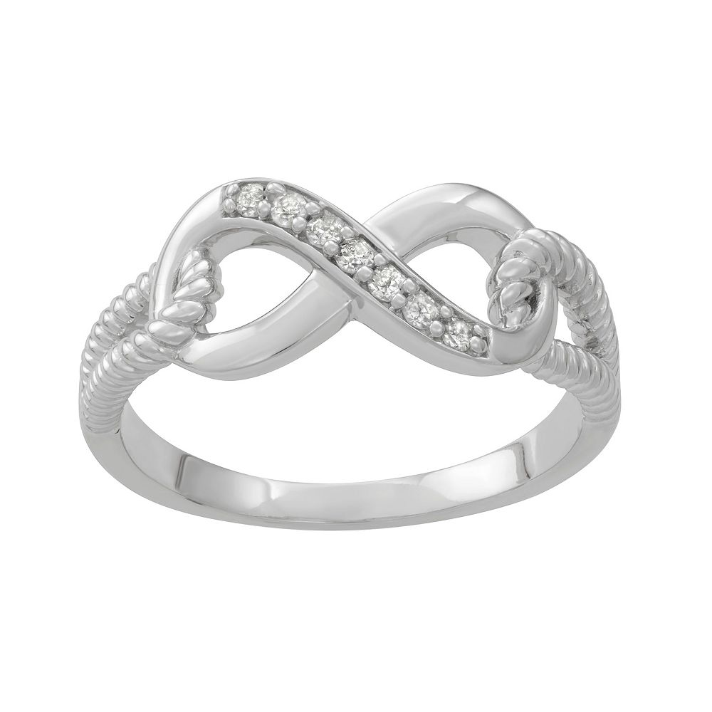HDI Sterling Silver 1/10 Carat T.W. Diamond Infinity Promise Ring