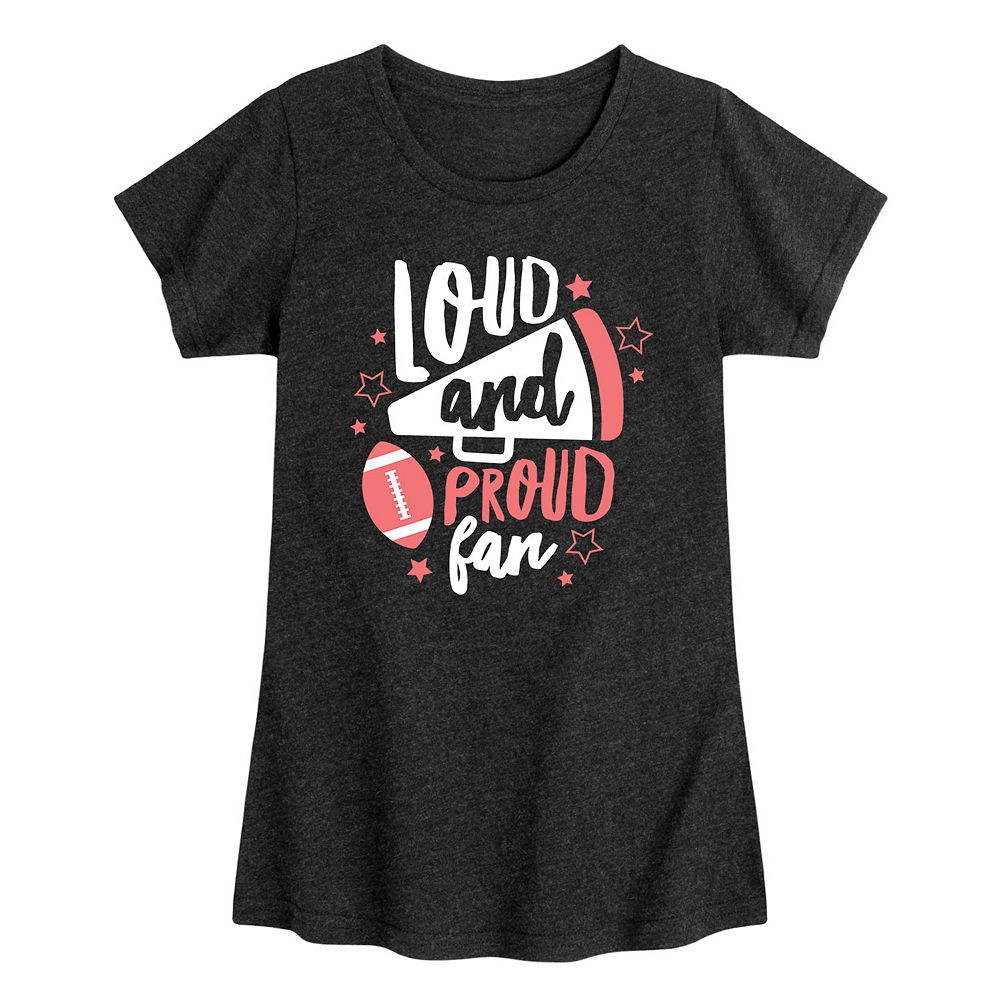 Girls 7-16 Loud And Proud Fan Football Graphic Tee