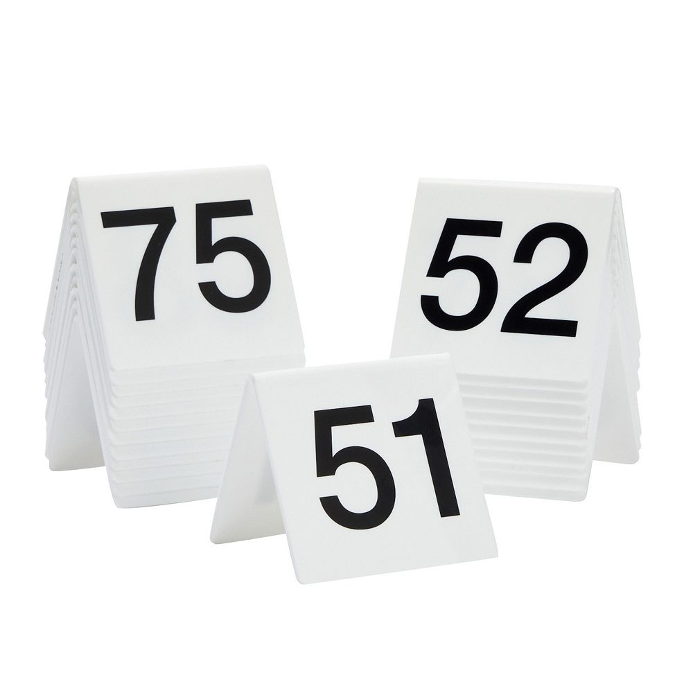 Set of 25 Acrylic Table Numbers for Wedding, Plastic 51-75 Tent Cards ...