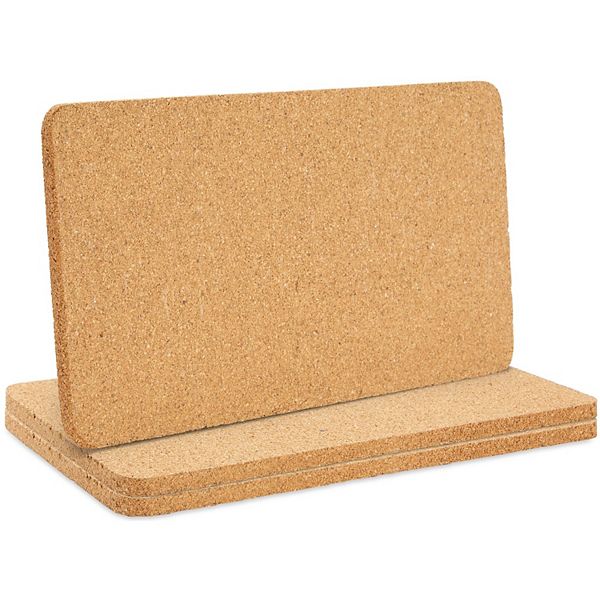 3 Pack Rectangle Cork Trivets for Hot Dishes, Cork Placemats (12.5x6.6 In)