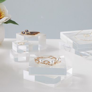Clear Acrylic Blocks, Small Pedestal Riser for Display Stands (4x4x1 In ...