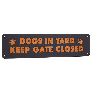 Metal Signs for Outdoors, Dog In Yard Keep Gate Closed Sign (12 x 3 In ...