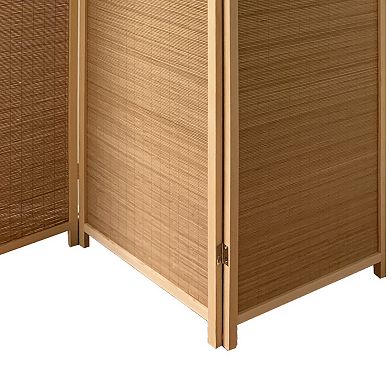 3 Panel Roll Room Divider, Natural Brown