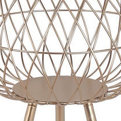 29.5'' Dome Lattice Metal Planter with Tripod Peg Legs, Set of 2, Gold