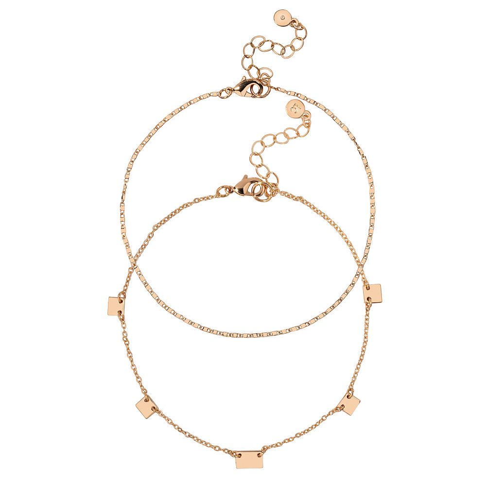 LC Lauren Conrad Gold Tone Anklet Set